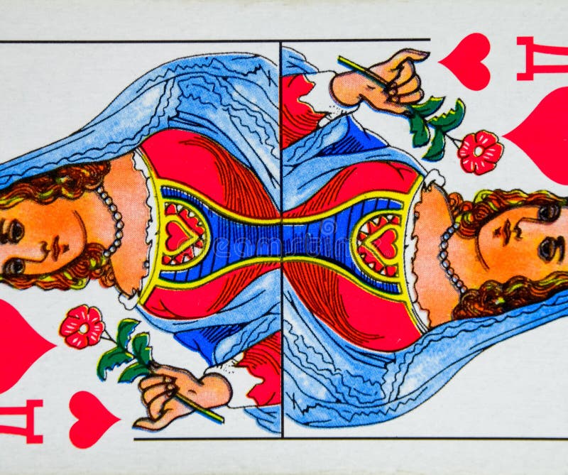 Playing Queen of Hearts - Playing Card Suit Stock Photo - Image of full ...