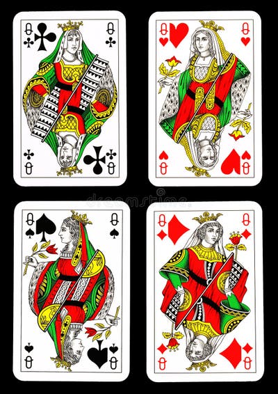 Set Four Queens Playing Cards Stock Illustrations – 30 Set Four Queens ...