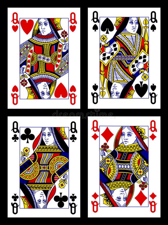 Set Four Queens Playing Cards Stock Illustrations – 30 Set Four Queens ...