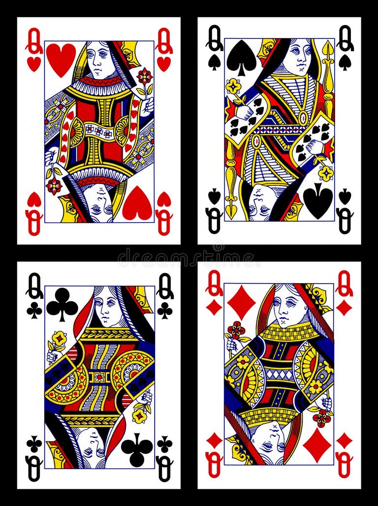 Set Four Queens Playing Cards Stock Illustrations – 30 Set Four Queens ...