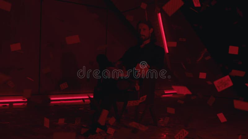 Playing Cards Rain Falling from Above on the Man Stock Video - Video of ...