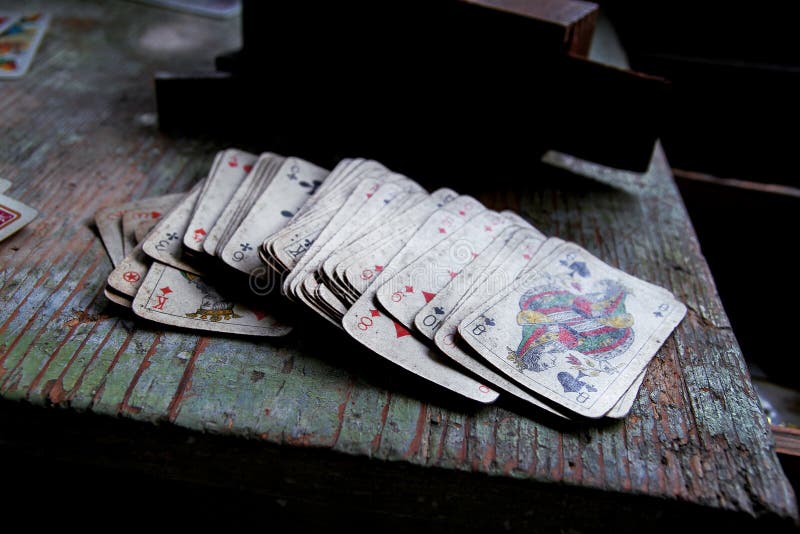 Playing Cards on Wooden Table Stock Image - Image of industry, finance ...