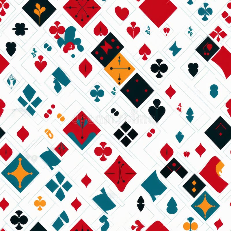 Playing Cards Seamless Pattern Stock Illustration - Illustration of ...