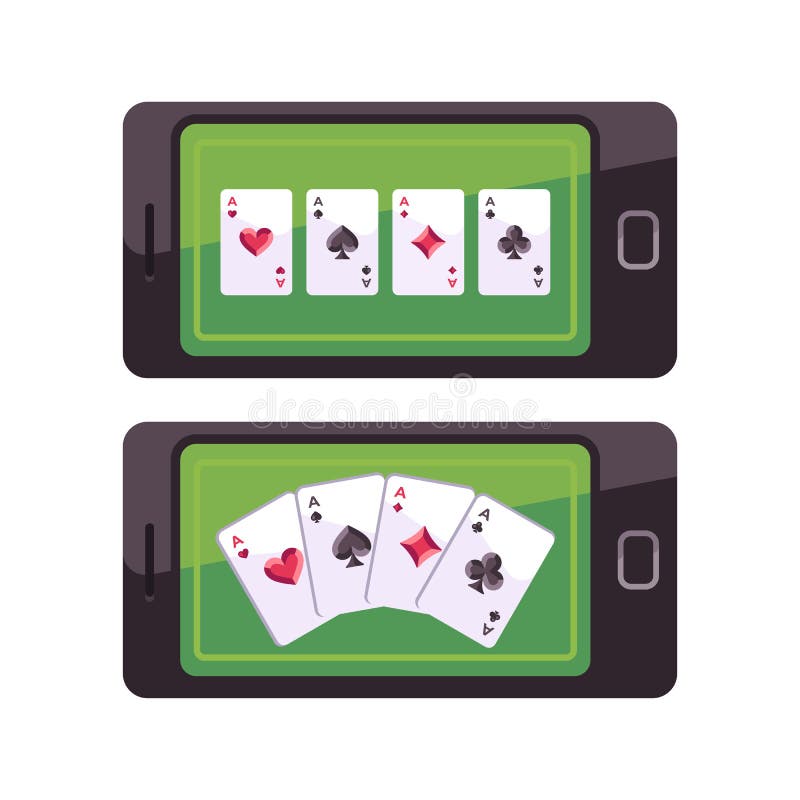 Playing Cards on Smartphone Screen. Online Poker Concept Stock Vector ...