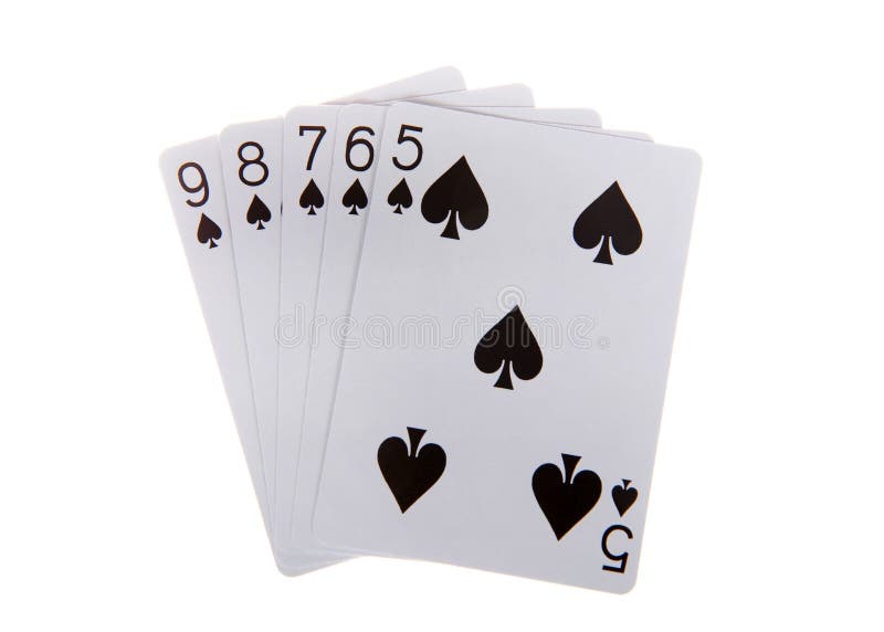 Playing Cards Straight Flush Isolated on White Background Stock Image ...