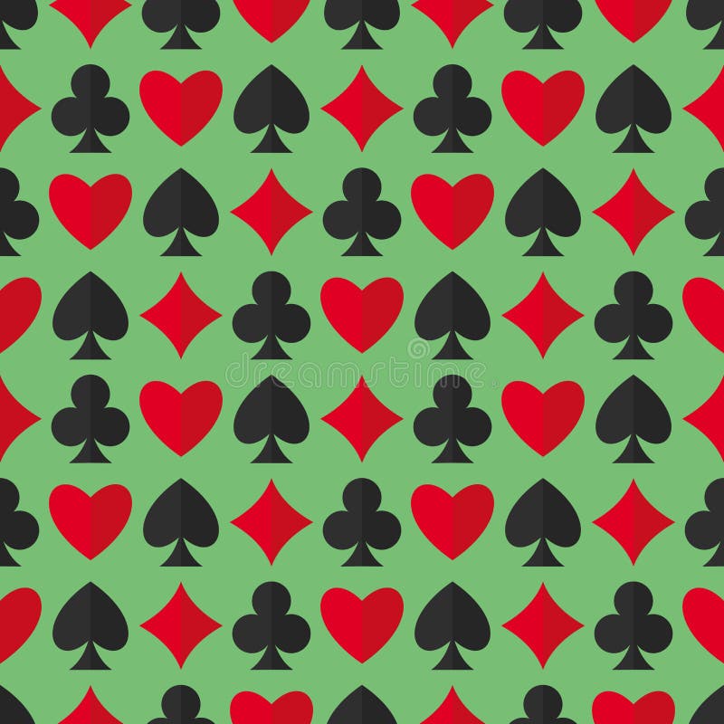 Playing Cards Suits Seamless Pattern Stock Vector - Illustration of ...