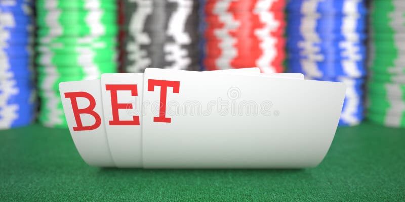 A Hand of Playing Cards with Bet Text. 3d Rendering Stock Illustration ...