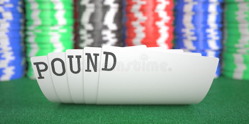 A Hand of Playing Cards with Pound Text. 3d Rendering Stock ...