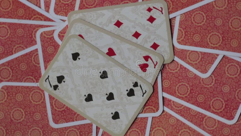 Playing Cards Three Sevens Close-up, Rotate Counterclockwise Against ...