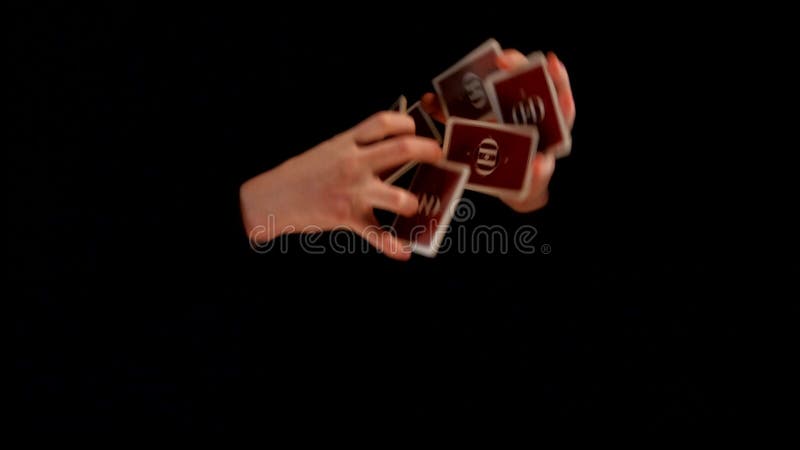Playing Cards Trick Making by Magician on Black Stock Video - Video of ...