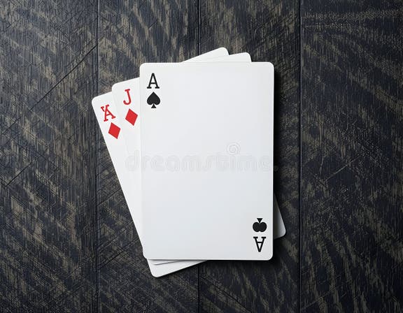 Playing Cards on Wooden Tabletop Representing Game Luck and Strategy ...