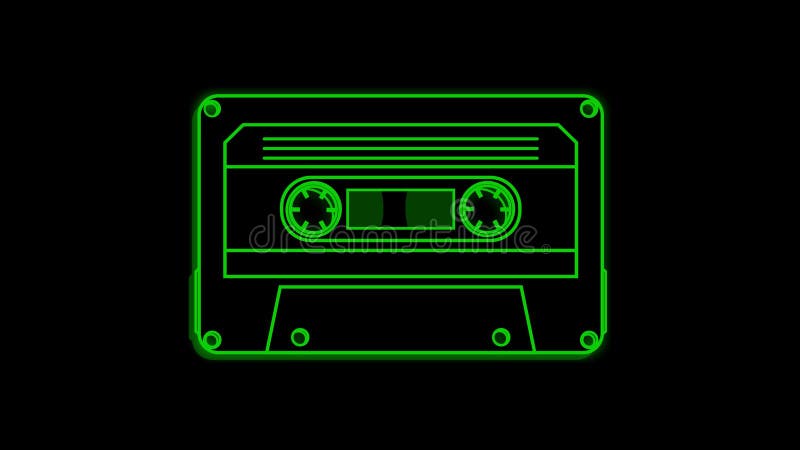 Playing Cassette Green Black Glowing Tape Animation Motion Graphics ...