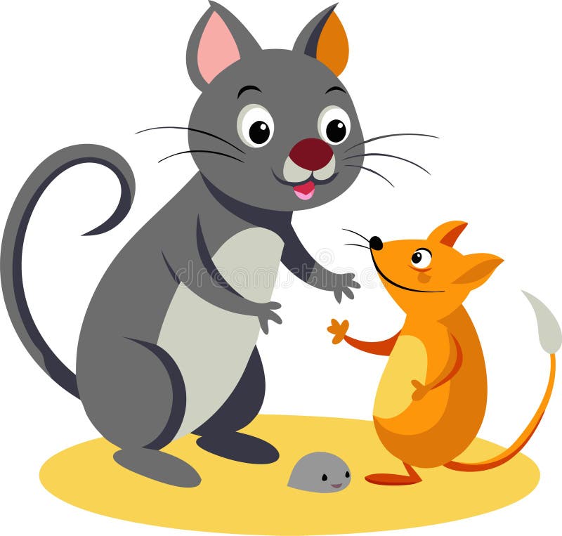 A Playing Cat with Rat Vector Illustration Stock Vector - Illustration ...