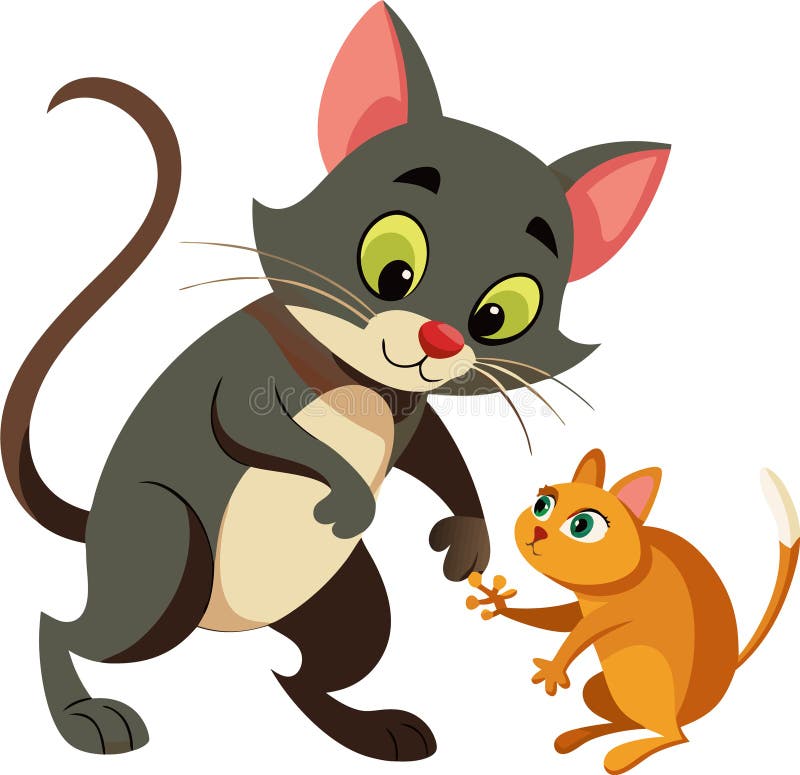 A Playing Cat with Rat Vector Illustration Stock Vector - Illustration ...