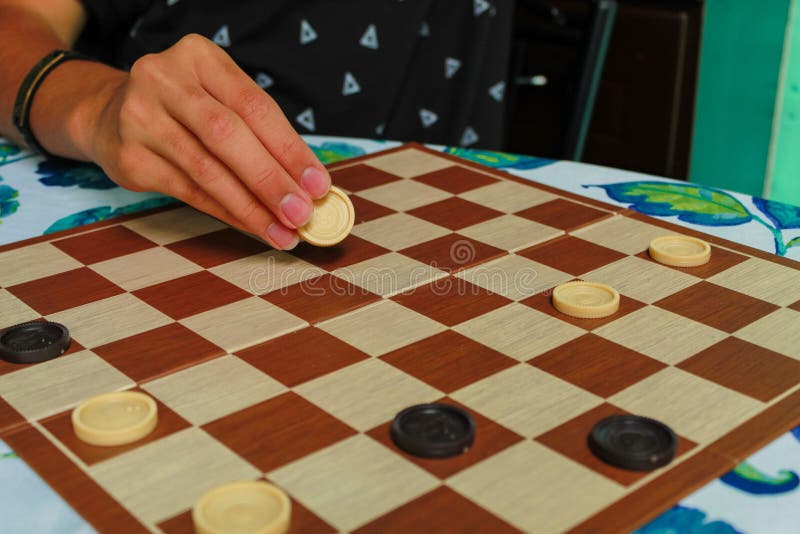Checkers. Draught Board, White and Brown Pieces Stock Image - Image of ...