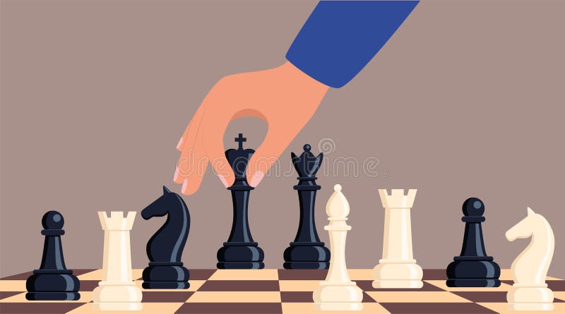 Playing Chess. Hand Moving Chessman Piece King. Chess Game Tournament ...