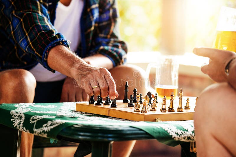 Playing chess stock image. Image of chess, beer, happy - 76405133