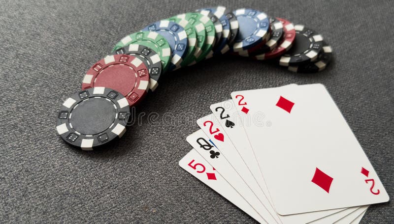 Playing Chips and Playing Cards Close-up. the View from the Top Stock ...