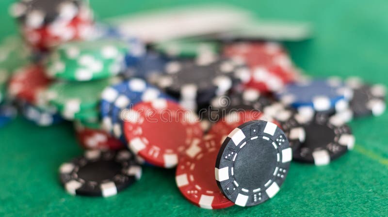 Playing Chips and Playing Cards Close-up. the View from the Top Stock ...