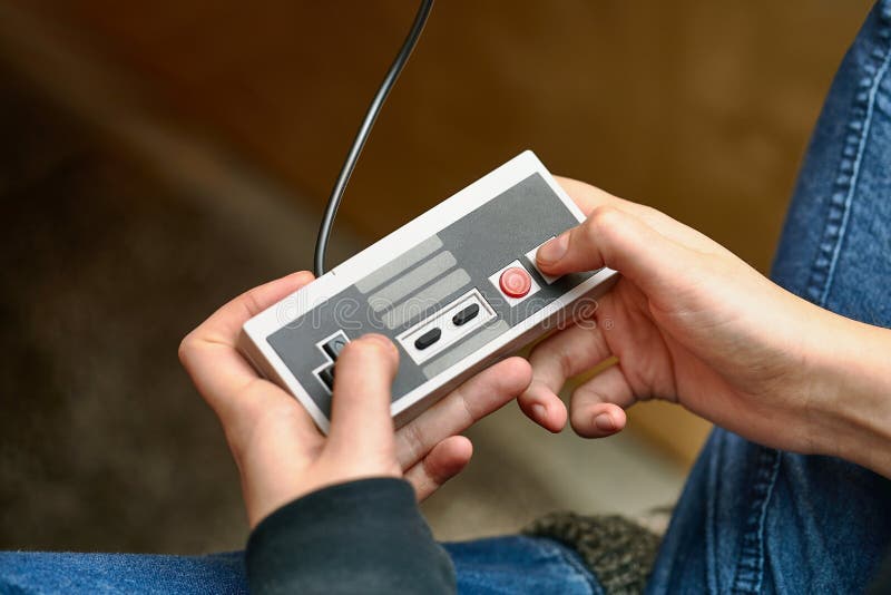 Playing an Old Gaming Console Stock Image - Image of home, obsolete ...