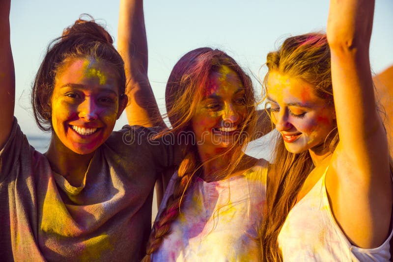 Playing with Colored Powder Stock Image - Image of dance, friends: 97370559