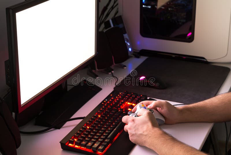 Playing Computer Game with Gaming Gear. Stock Photo - Image of computer ...