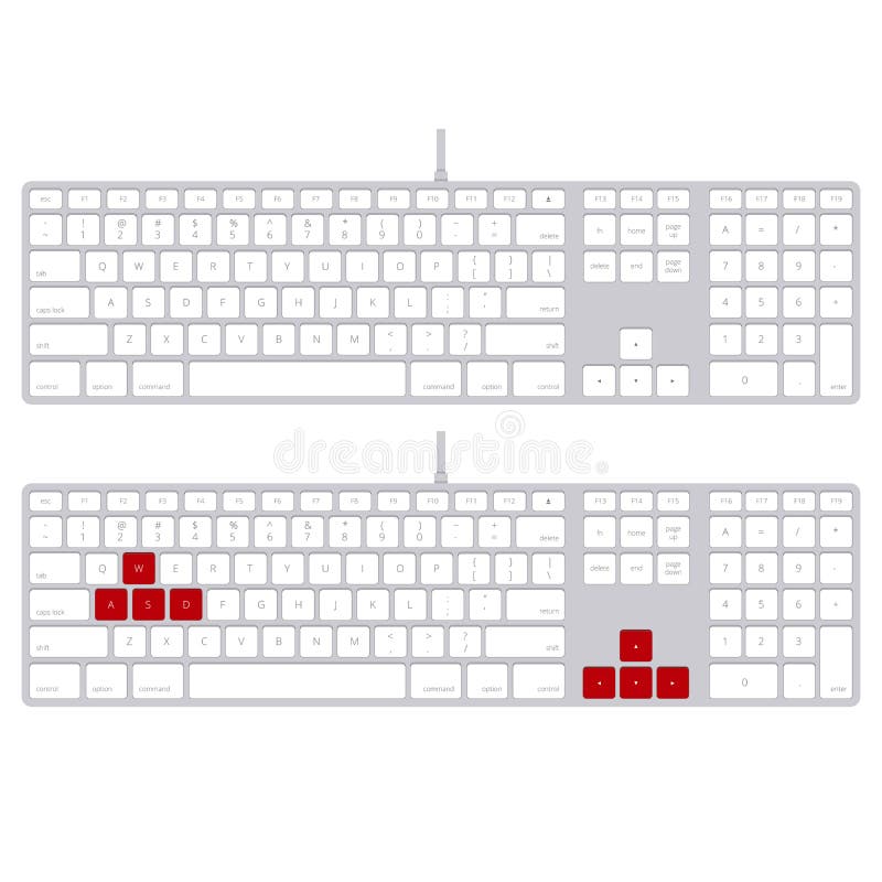 Playing Computer Keyboard with Red Button. Vector Image Stock Vector ...