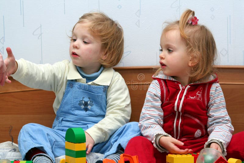 Playing with cube blocks stock photo. Image of game, kindergarten - 1873548