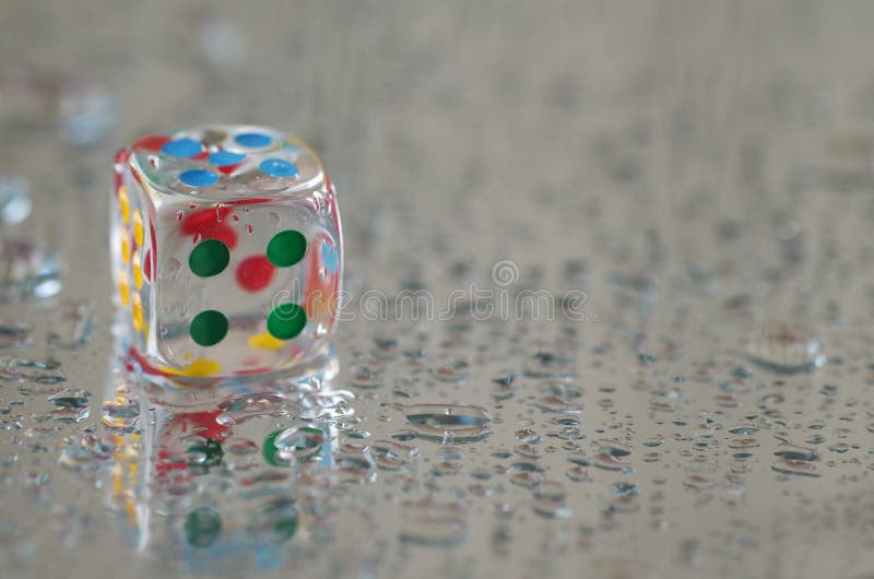 Playing Dice in Transparent Resin and Multicolored Numbers Stock Image ...