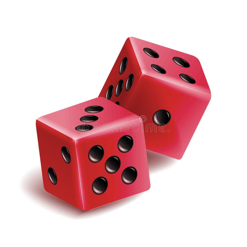 Playing Dice Vector Set. Realistic 3D Illustration of Two Red Dice with ...