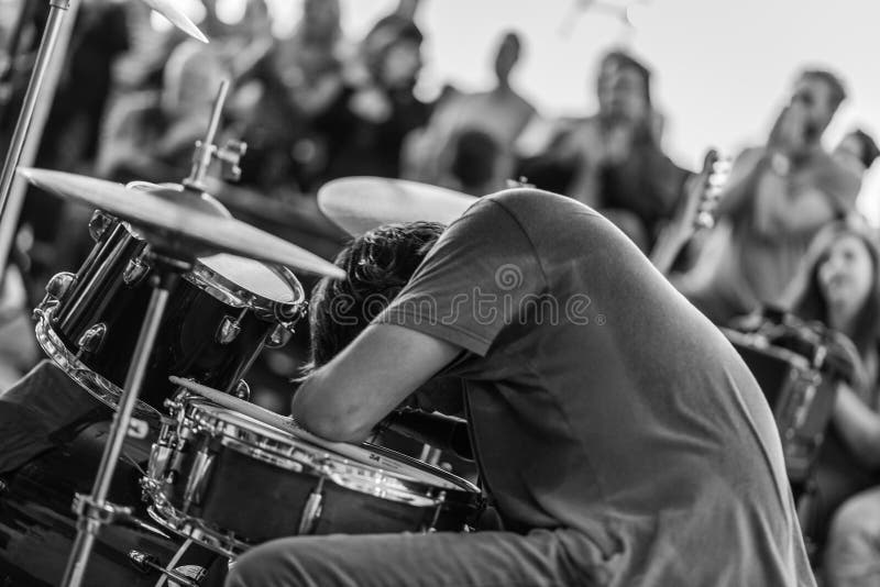 Playing the drums stock photo. Image of drummer, singing - 303694814