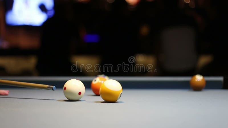 Playing Eight-ball Pool Billiards in a Bar Stock Video - Video of hole ...