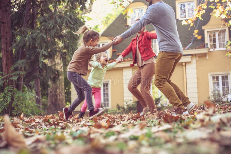 Playing with Family at Backyard. on the Move Stock Photo - Image of ...