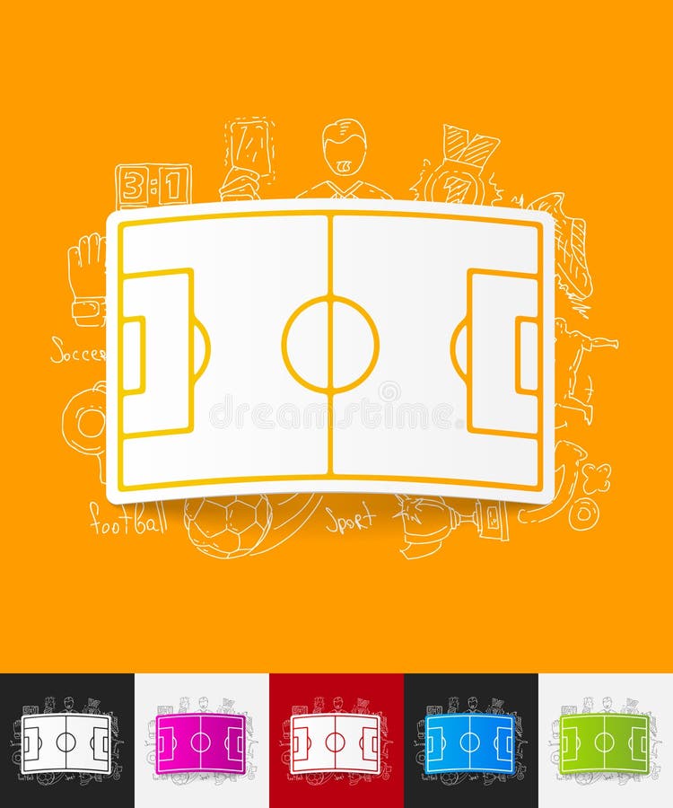 Playing Field Paper Sticker with Hand Drawn Elements Stock Vector ...