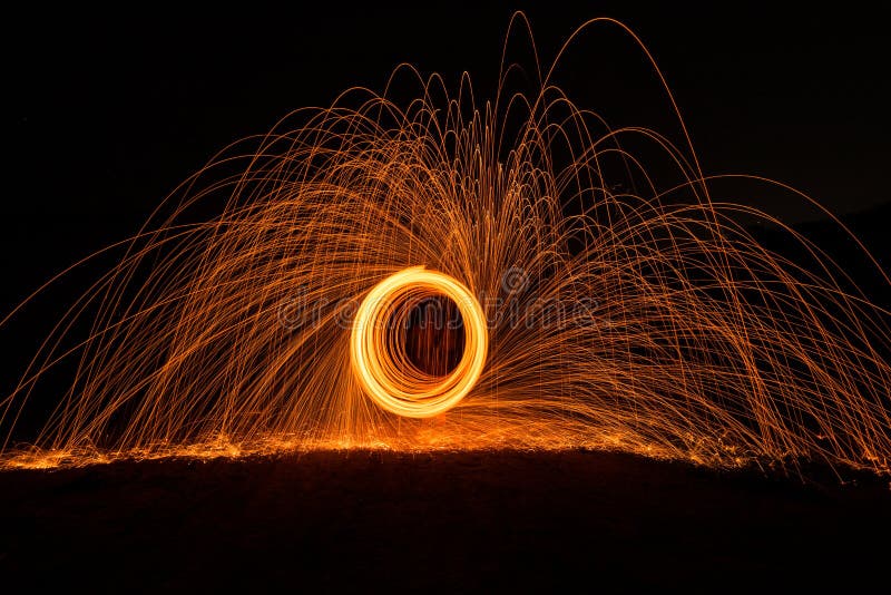Playing with Fire and Light Stock Image - Image of pattern, firework ...