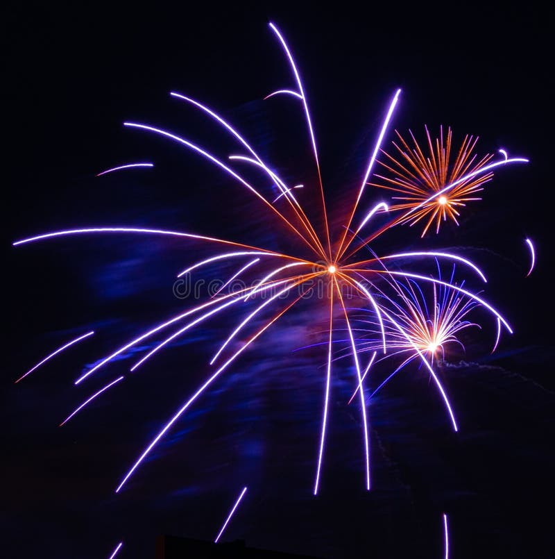 Playing with Fireworks in the Night Sky Stock Image - Image of ...