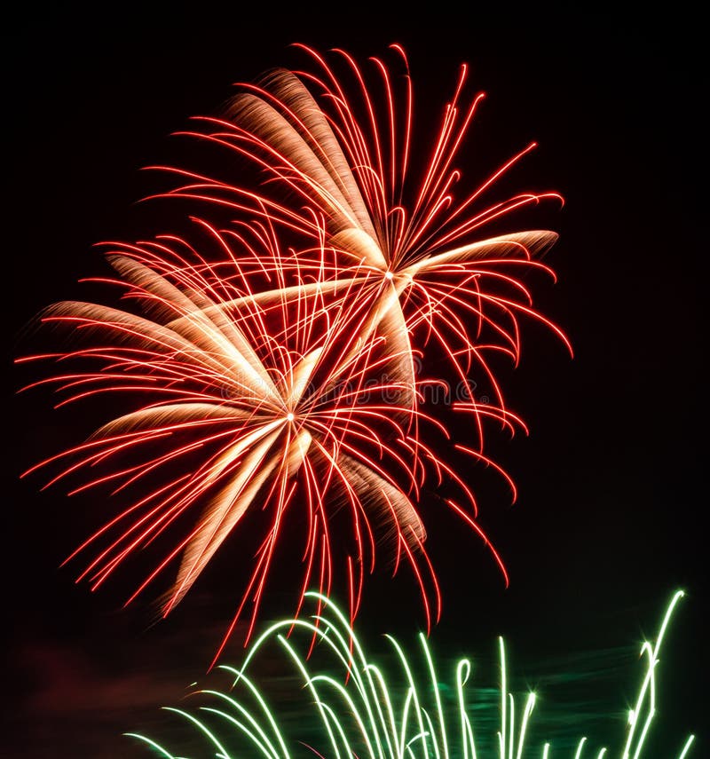 Playing with Fireworks in the Night Sky Stock Image - Image of fire ...
