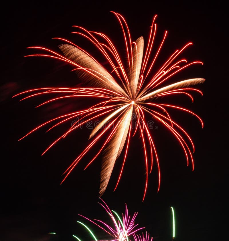 Playing with Fireworks in the Night Sky Stock Photo - Image of ...