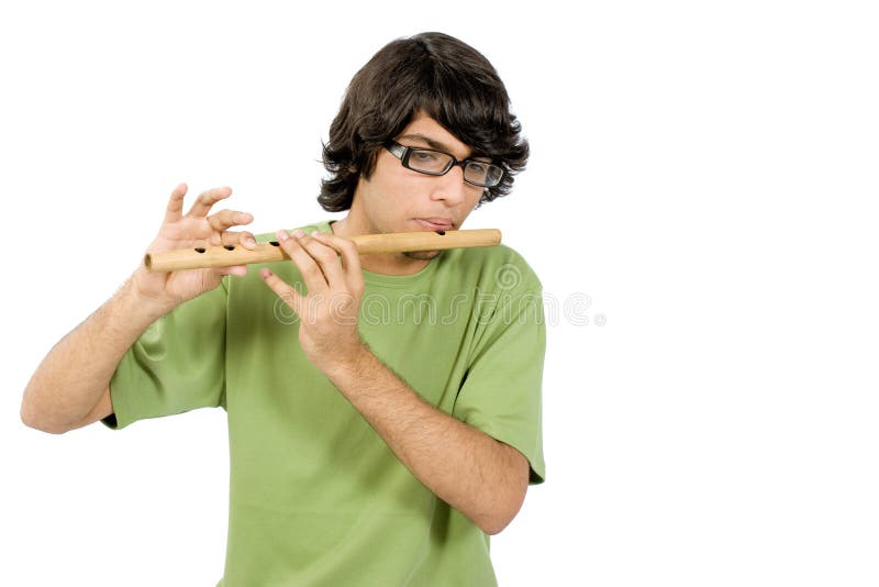 A boy Playing with flute stock photo. Image of person - 11191744