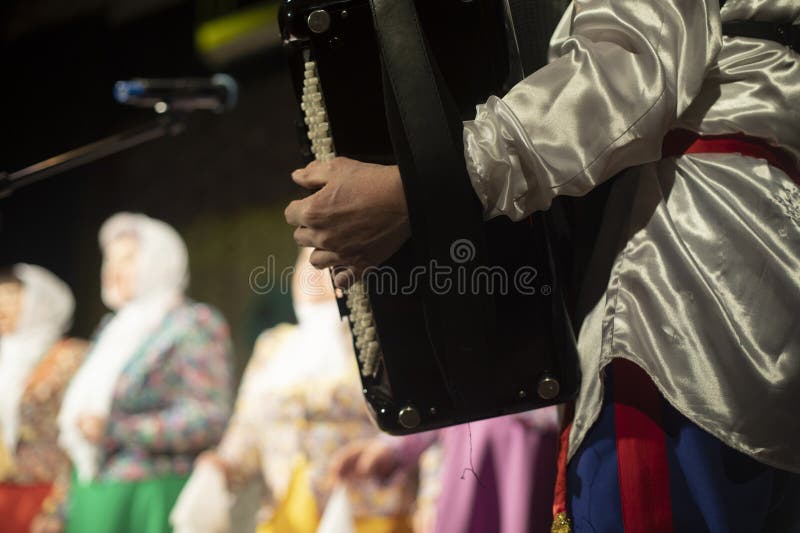 Playing Folk Instrument. Folklore Ensemble Stock Photo - Image of ...