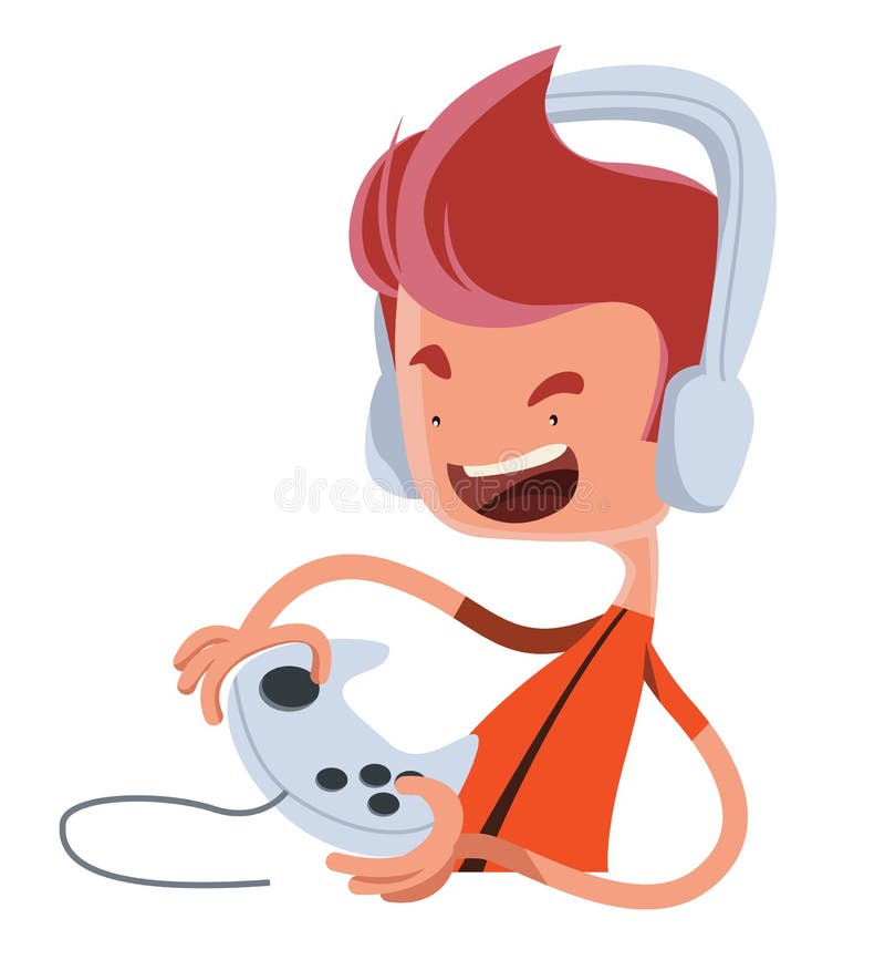 Playing the Game Illustration Cartoon Character Stock Illustration ...