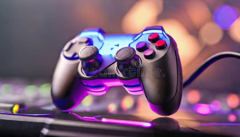 Playing Game by Joystick with Computer, Gaming Challenge Online. Player ...