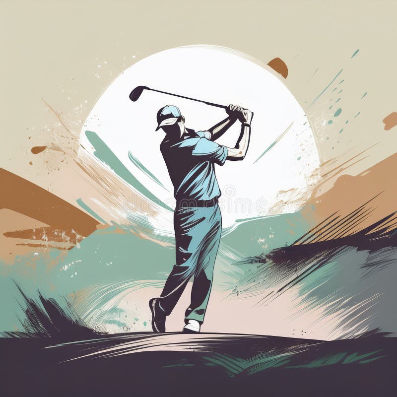 Playing Golf Abstract, Simple Drawing Wallpaper Stock Illustration ...