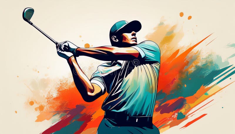 Playing Golf Abstract, Simple Drawing Wallpaper Stock Illustration ...