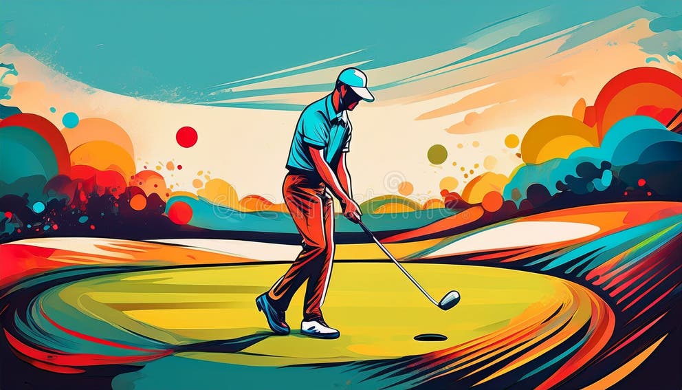 Playing Golf Abstract, Simple Drawing Wallpaper Stock Illustration ...