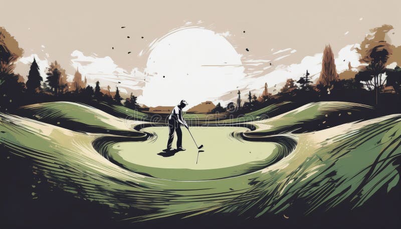 Playing Golf Abstract, Simple Drawing Wallpaper Stock Illustration ...