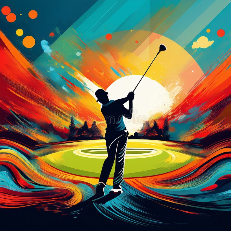 Playing Golf Abstract, Simple Drawing Wallpaper Stock Illustration ...