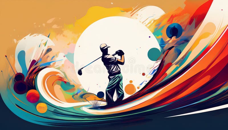 Playing Golf Abstract, Simple Drawing Wallpaper Stock Illustration ...