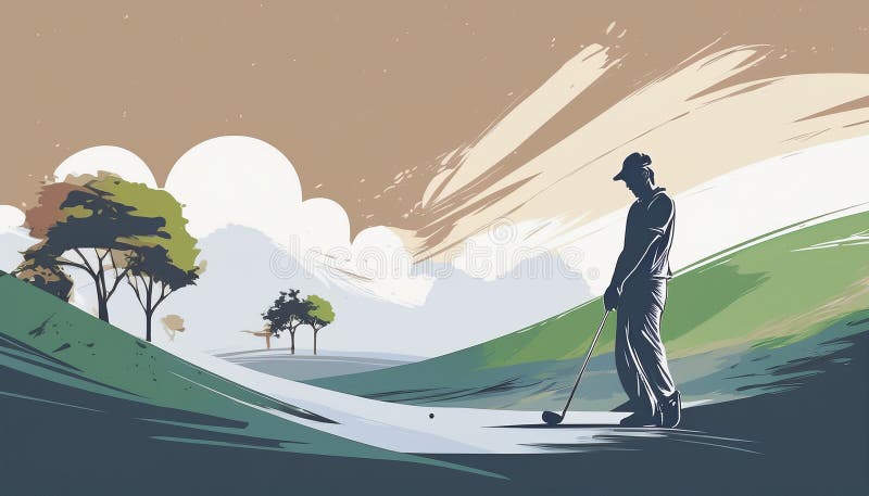 Playing Golf Abstract, Simple Drawing Wallpaper Stock Illustration ...