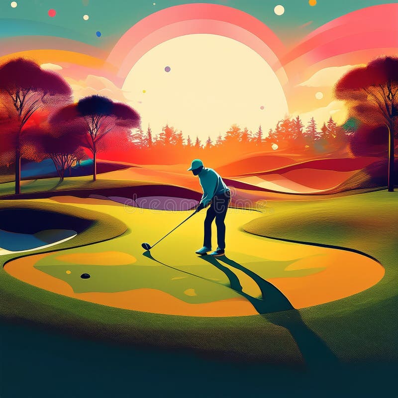 Playing Golf Abstract, Simple Drawing Wallpaper Stock Illustration ...